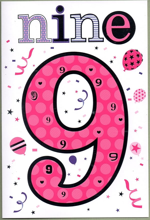 Children s Birthday Card For Nine 9 Year Old Girl Free 1st Class 