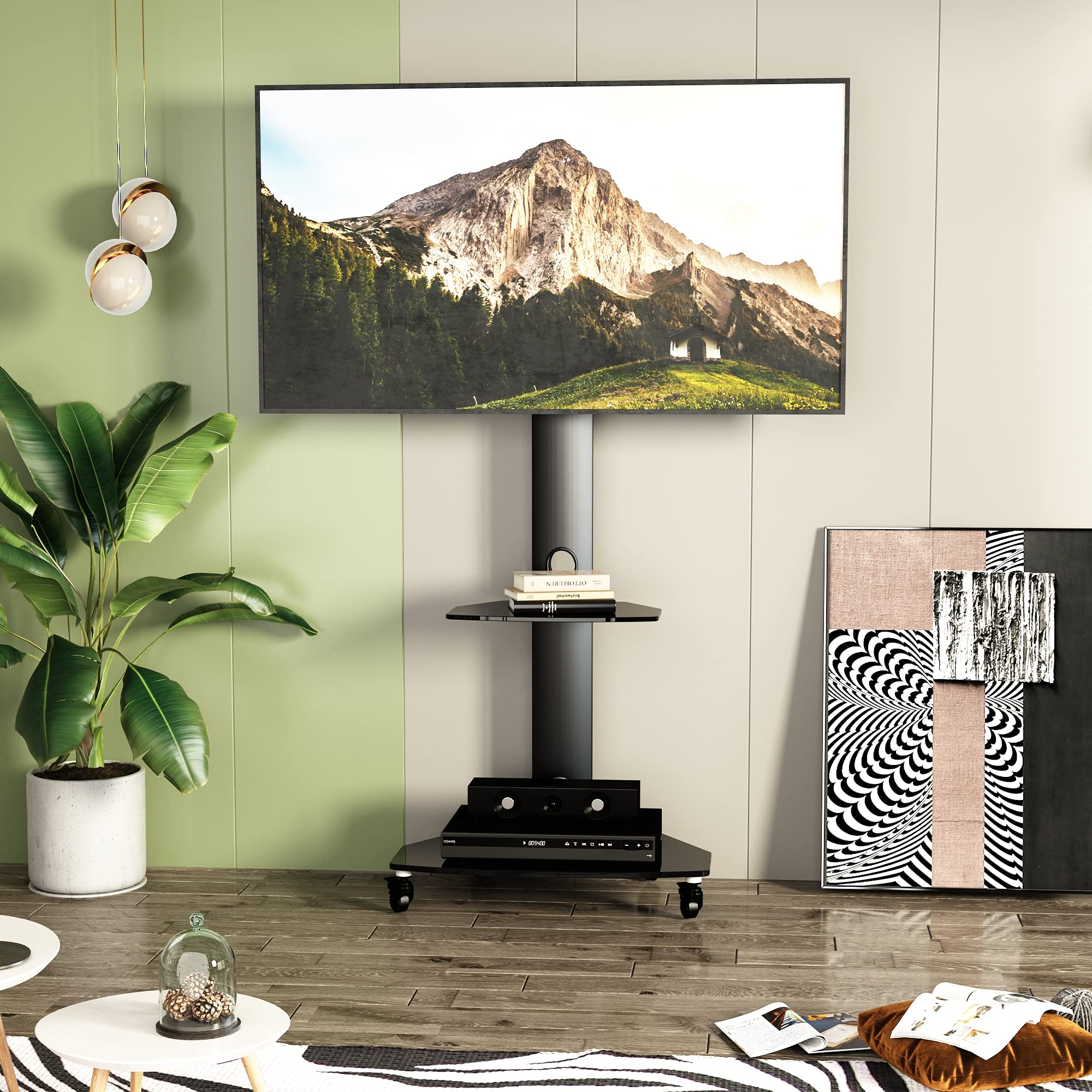 Mua Meihua Mobile TV Stand Rolling TV Cart with Mount on Lockable ...