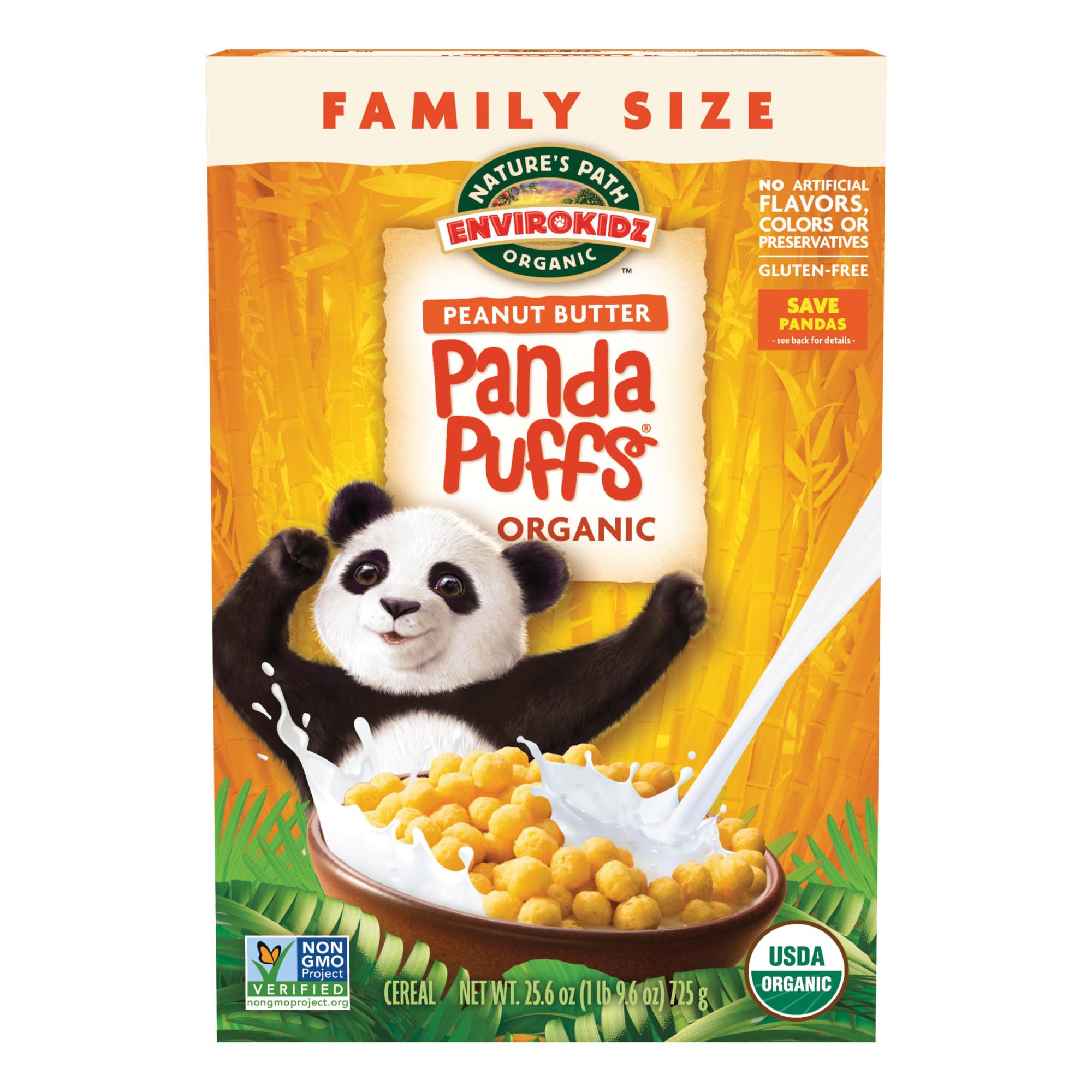 EnviroKidz Organic Panda Puffs Cereal, 25.6 oz (Pack of 4), Peanut ...