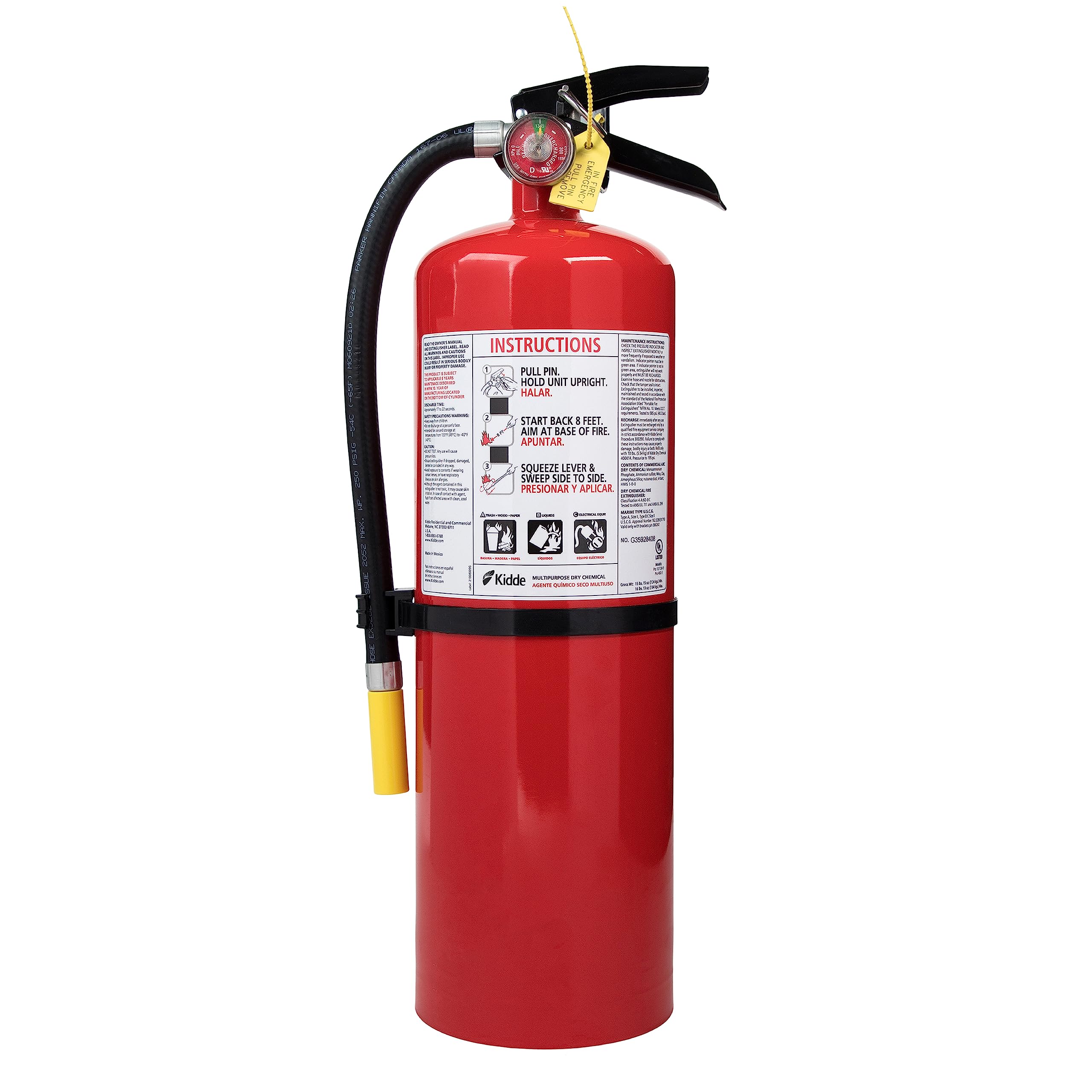 Kidde Fire Extinguisher for Commercial Use, 3-A:40-B:C, 17 Lbs ...