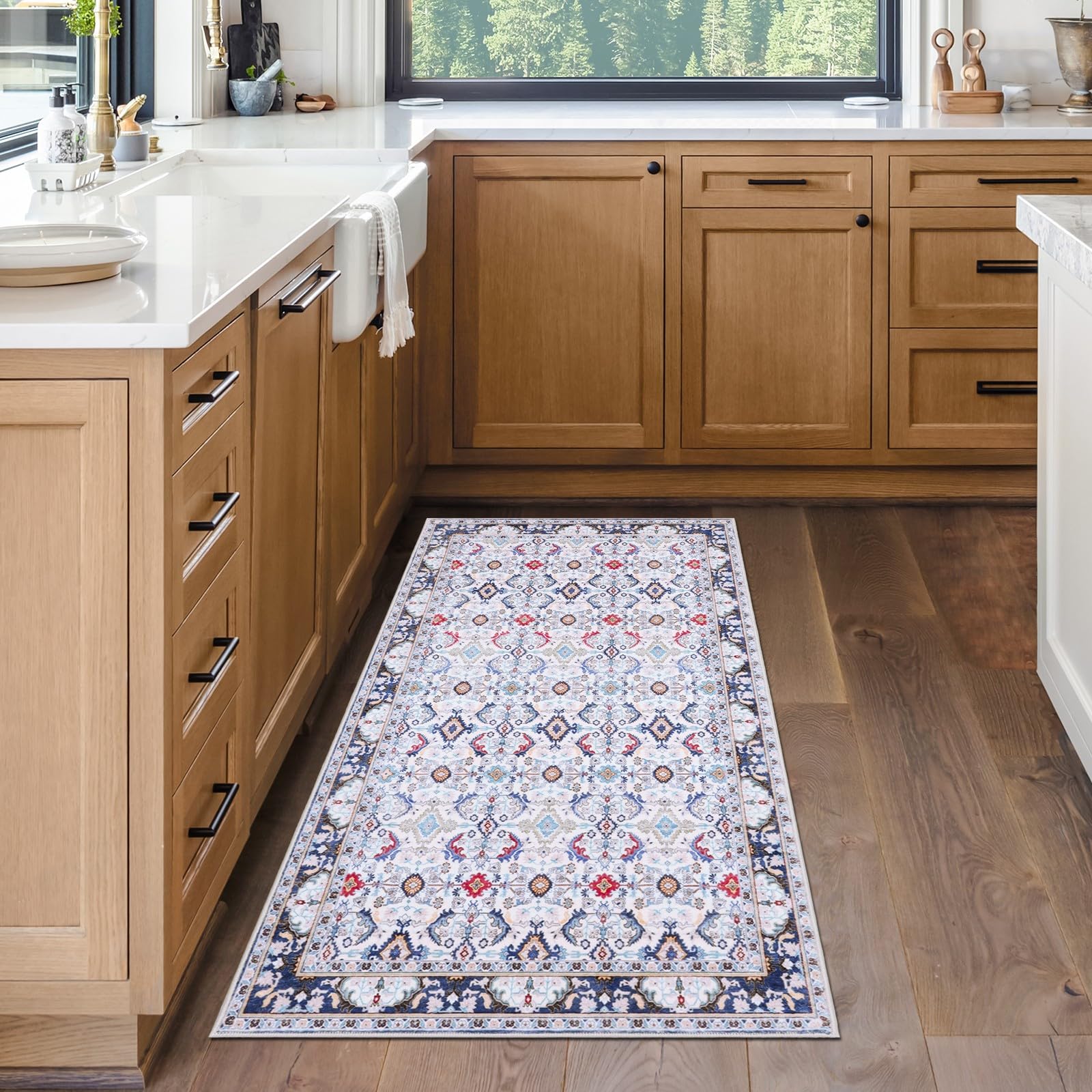 LNYANER Washable Kitchen Runner Rug - 2'6" x 6' Hallway Area Rug Non ...