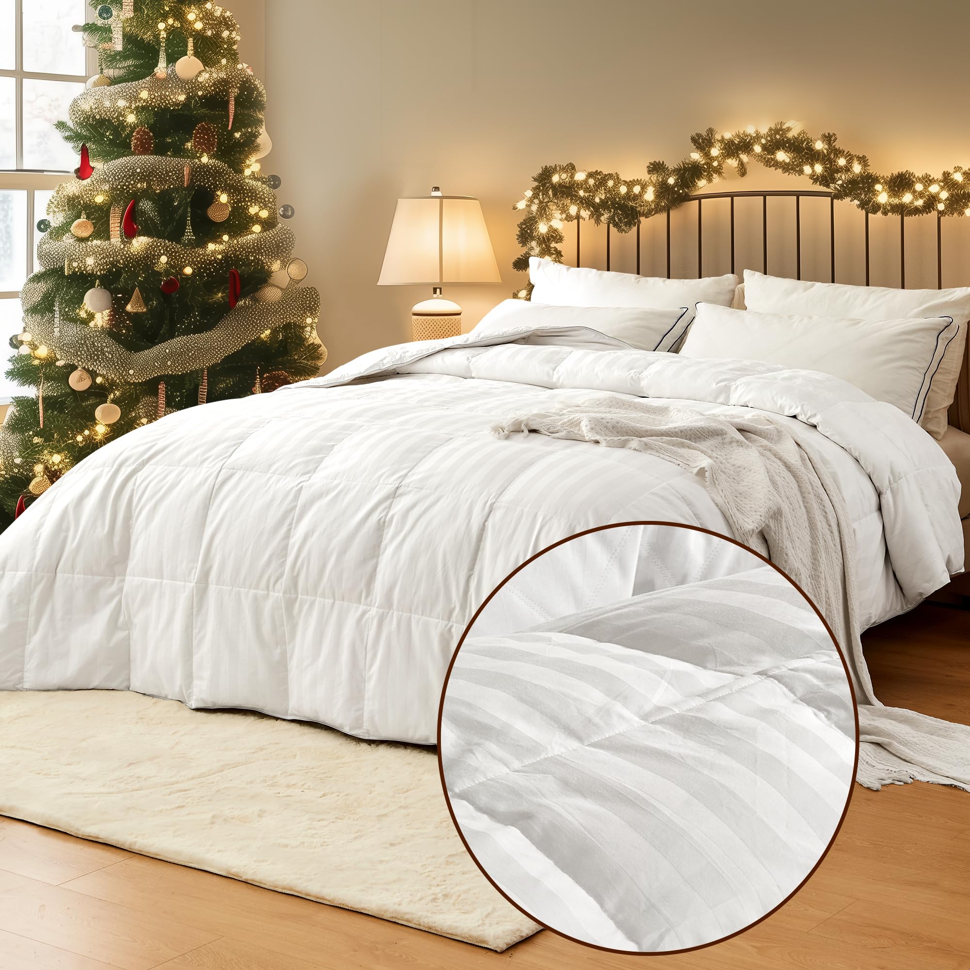 puredown Goose Feather Down Comforter King Size - All Season Duvet ...