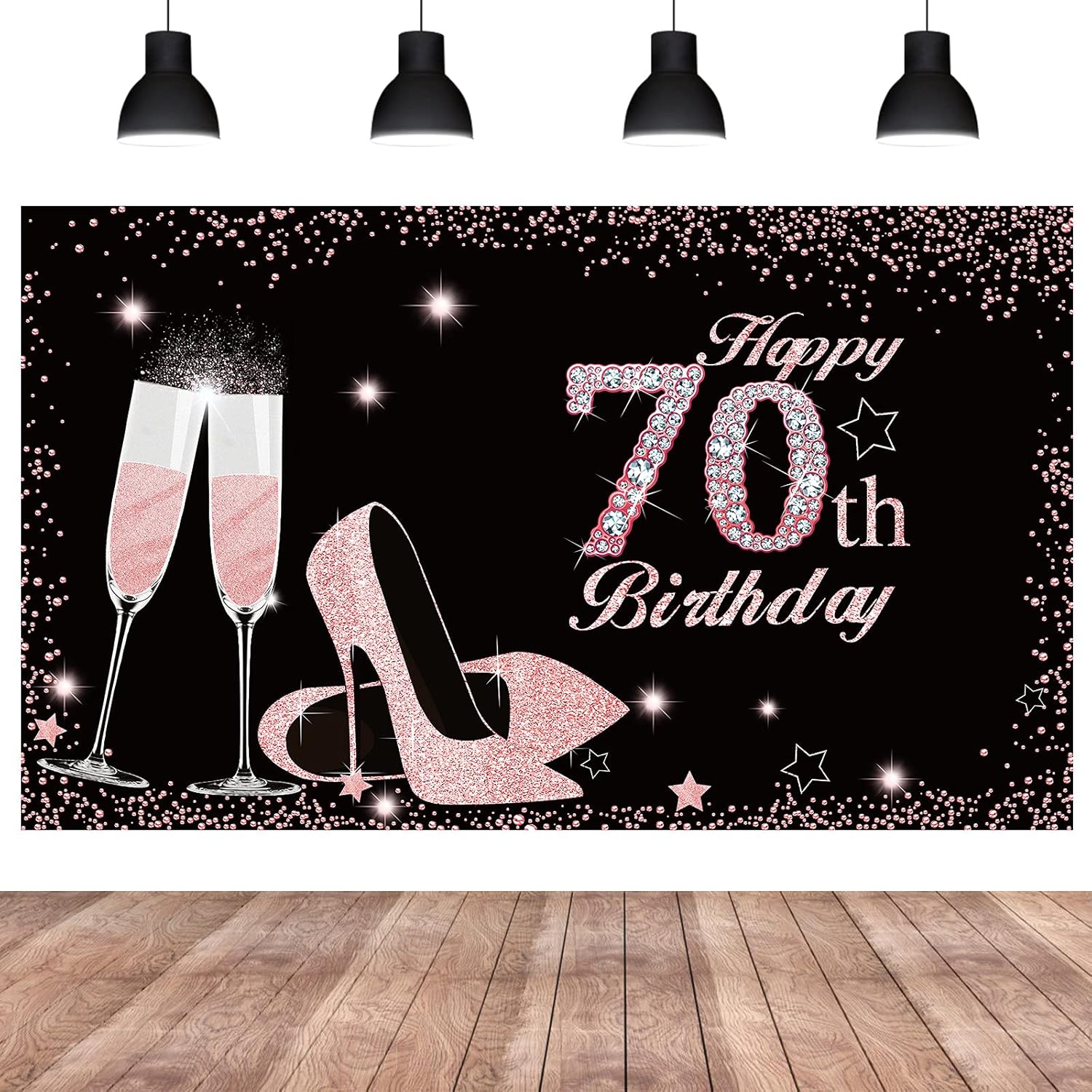 Excelloon Large 70th Birthday Banner Backdrop Decorations for Women ...