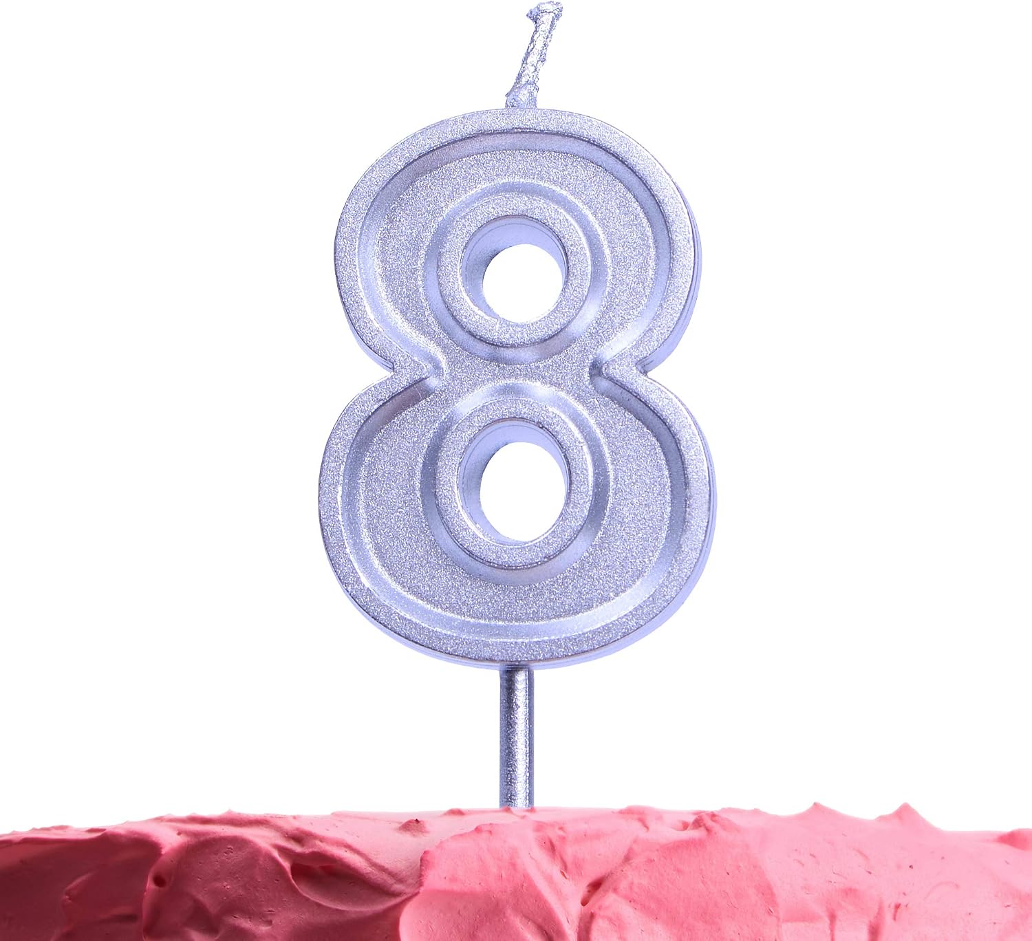 Amazon.com: GET FRESH Number 8 Birthday Candle – Silver Number Eight ...