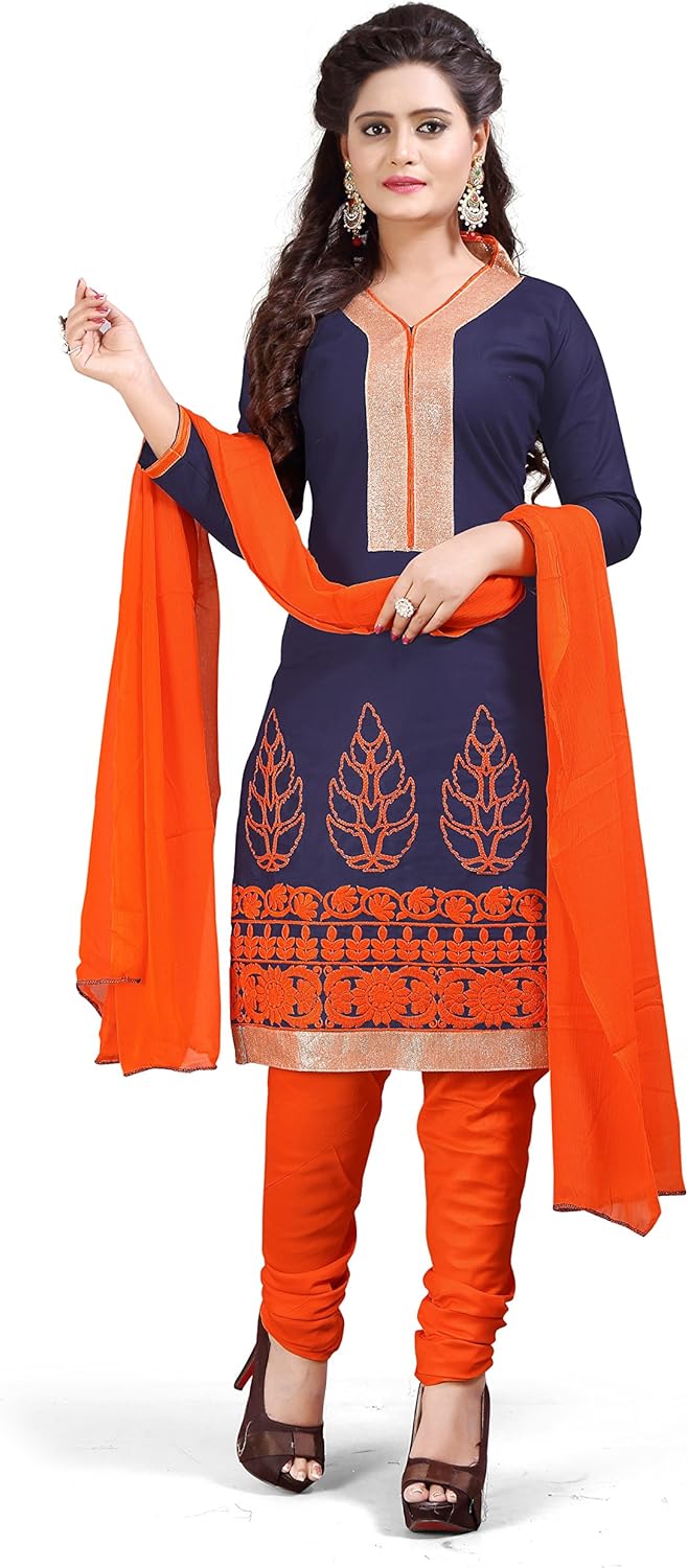 Buy Women Blue Orange Durga Pooja Dress at Amazon.in