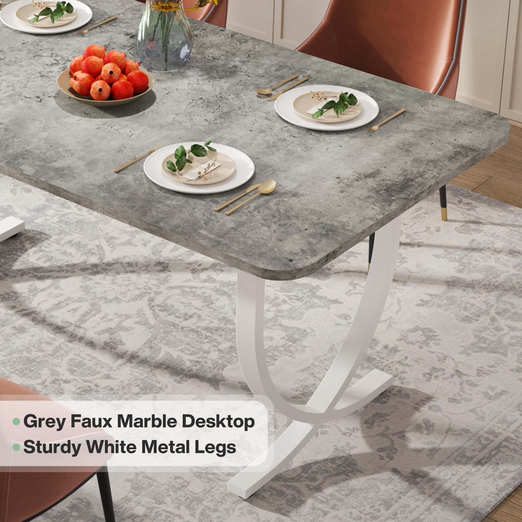 Tribesigns Rectangular Dining Table For 4 To 6, 63-Inch Modern Kitchen ...