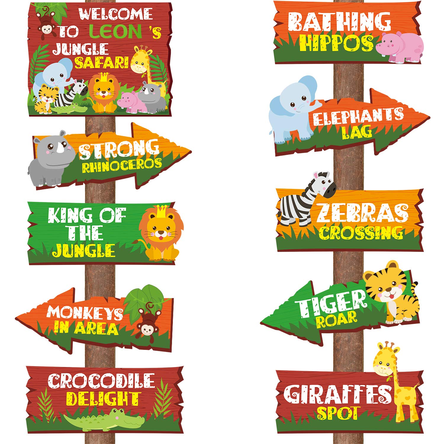 20 Pieces Safari Jungle Party Sign Animal Signs Decorations Wild Animal ...