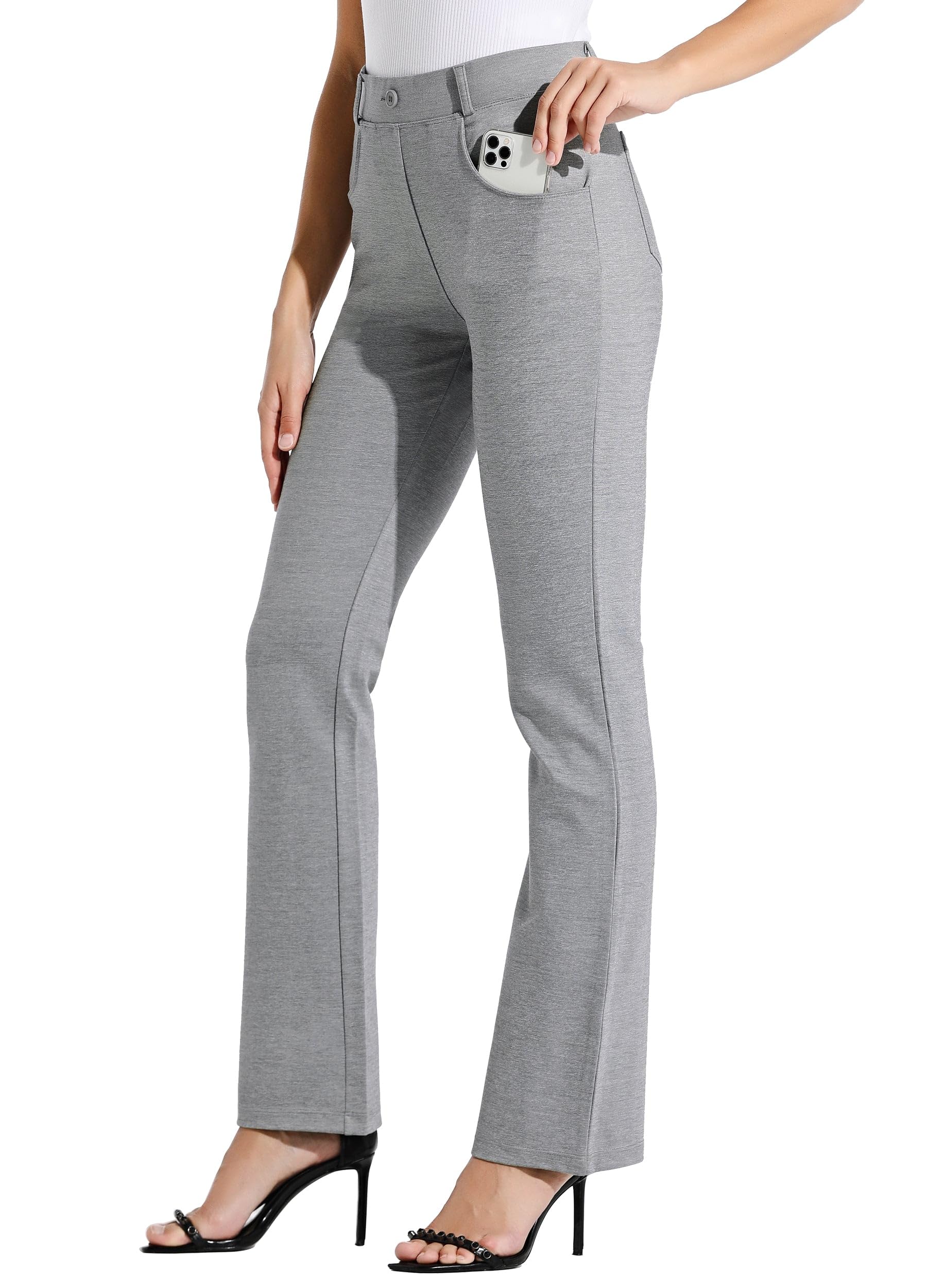 Willit 31" Women's Yoga Dress Pants Bootcut Work Slacks Stretch Office with Belt Loops 4 Pockets ...