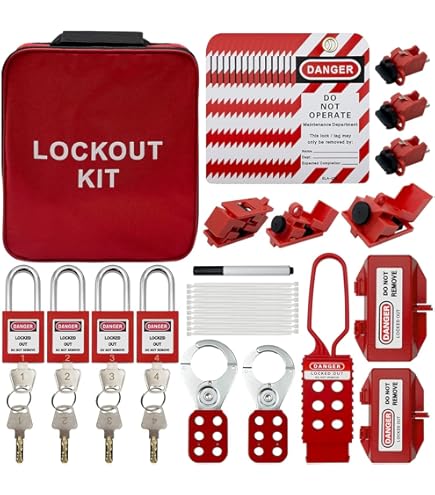 Industrial Safety Lock Board Lockout Tagout Station With 16-Piece LOTO ...