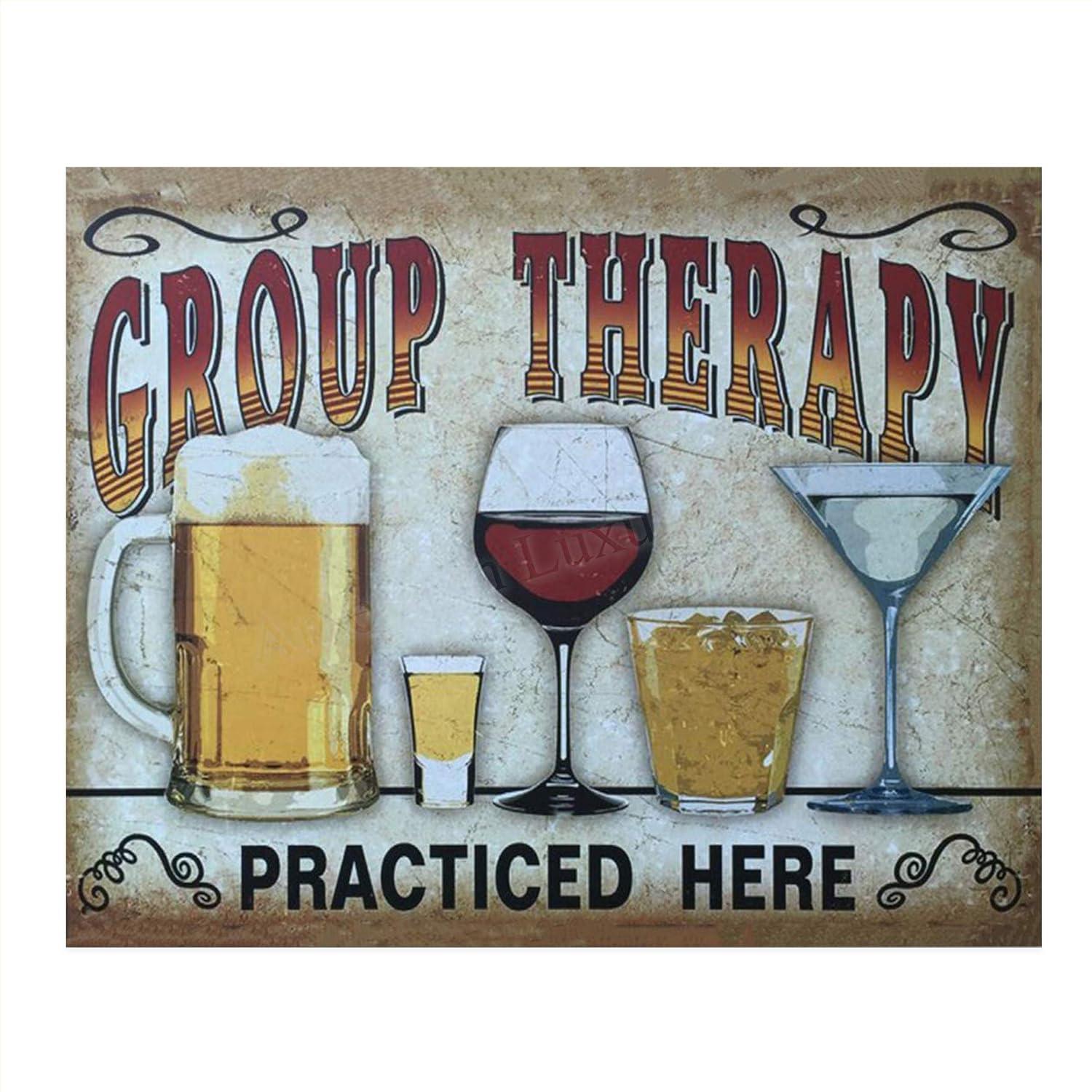 Amazon.com: "Group Therapy-Practiced Here"- 10 x 8"- Funny Vintage ...