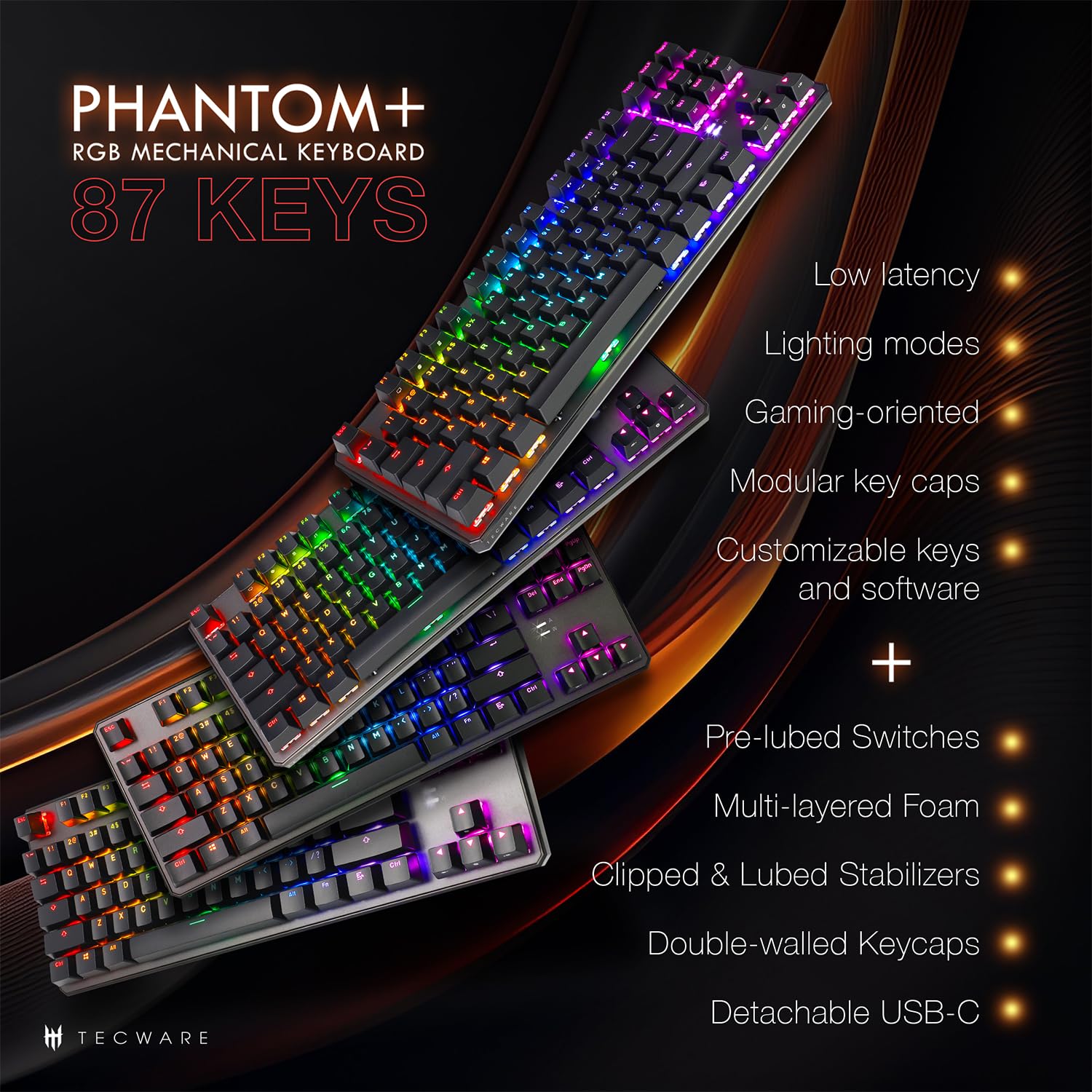 Mua TECWARE Phantom+ 87 Key Mechanical Gaming Keyboard, RGB led, TKL 75 ...