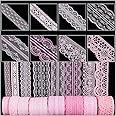 Amazon.com: 80 Yards Baby Pink Lace Trim Ribbon,8 Rolls Crochet Sewing ...
