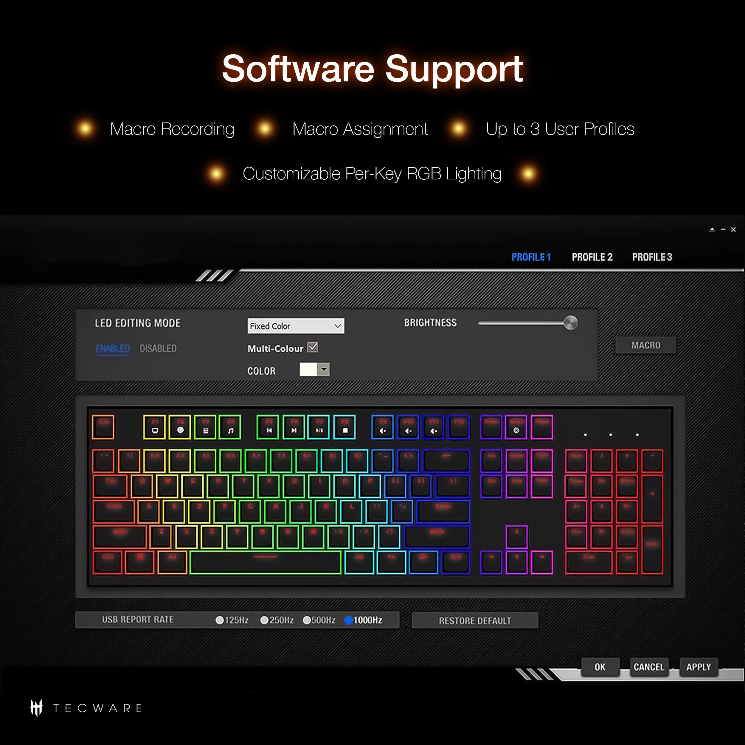 Mua TECWARE Phantom 87 Key Mechanical Keyboard, RGB led, Outemu Brown ...