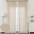 Amazon.com: Ftinala Neutral Faux Linen Curtains 84 Inches Long, Brown Beige Semi Sheer Curtain 2 ...