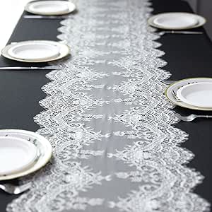 Amazon.com: Efavormart 15"x117" Ivory Premium Lace Table Runner Vintage ...