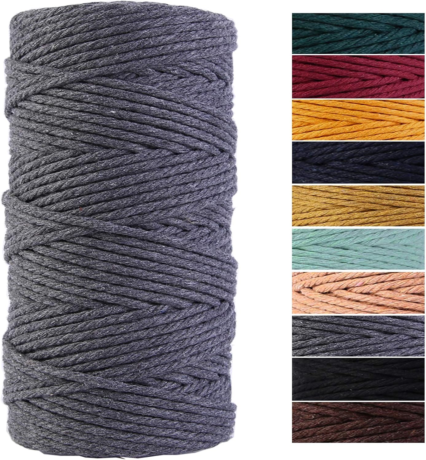 Amazon.com: Grey Macrame Cord 3mm x 109Yards,Colored Cotton Rope Craft ...