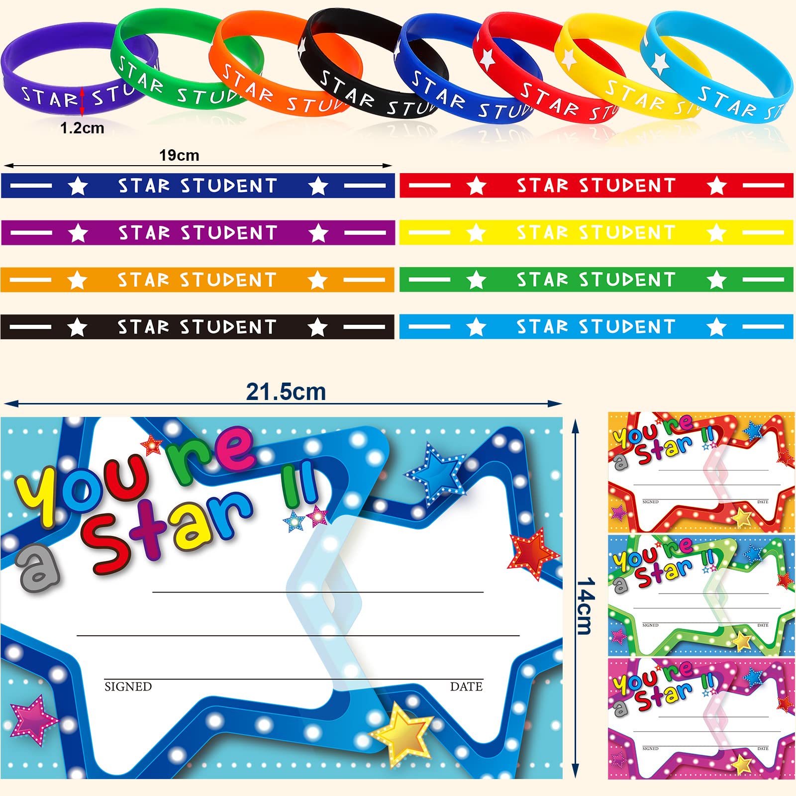 Mua Junkin 32 Pcs Star Student Certificate Award Wristband Happy ...
