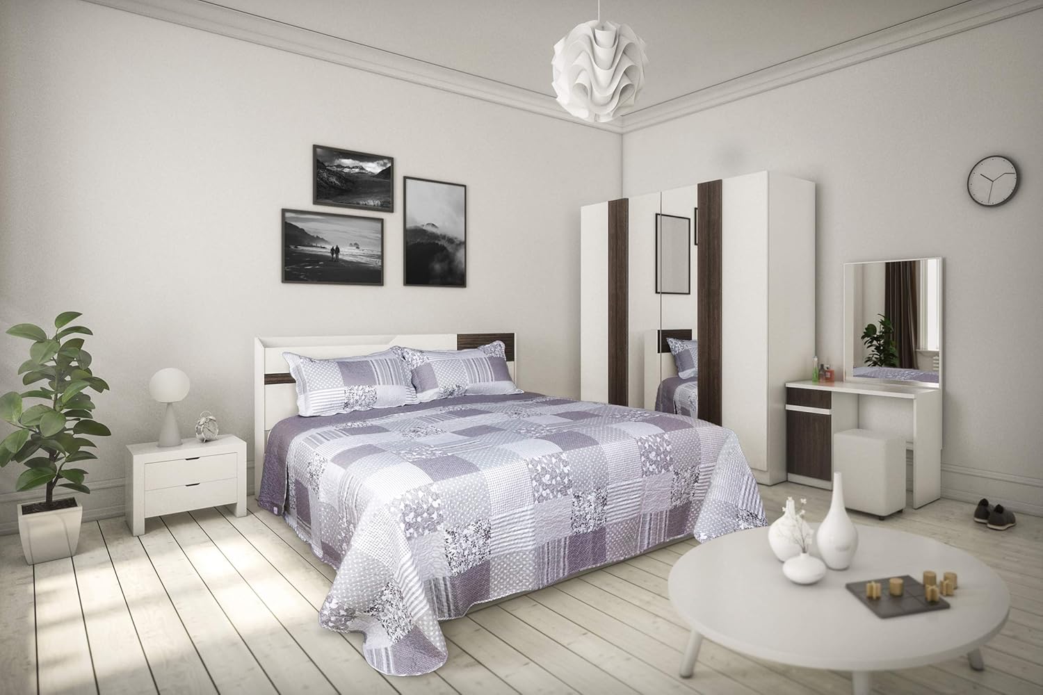 restmor Quilted Reversible Patchwork Design Bedspread in 3 sizes with ...