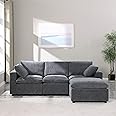 Amazon.com: L-Shaped Convertible Modular Sectional Sofa, Modern Reversible Chaises Chenille ...