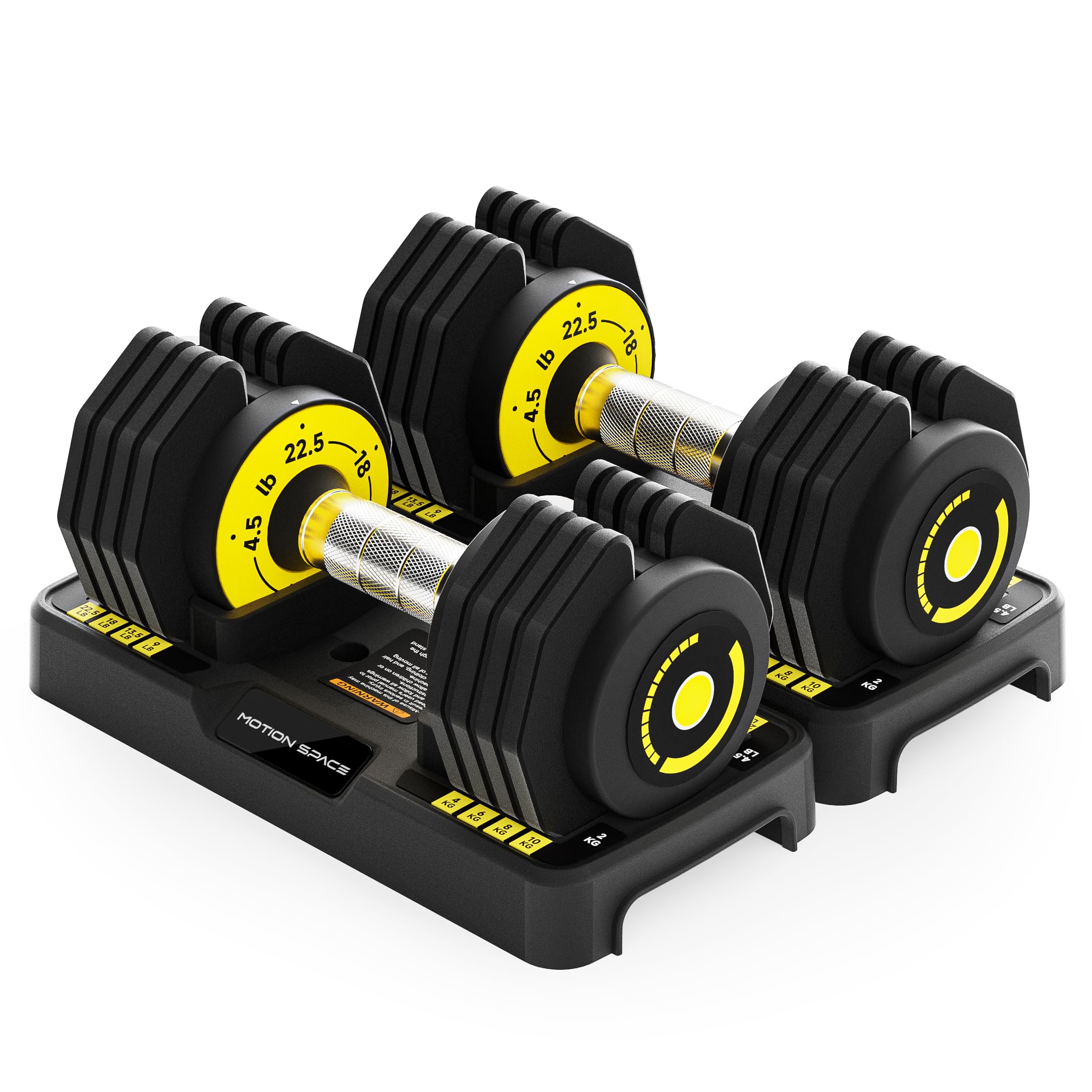 Motion Space Adjustable Dumbbells Set 22.5LB Pair, 1-Sec Fast ...