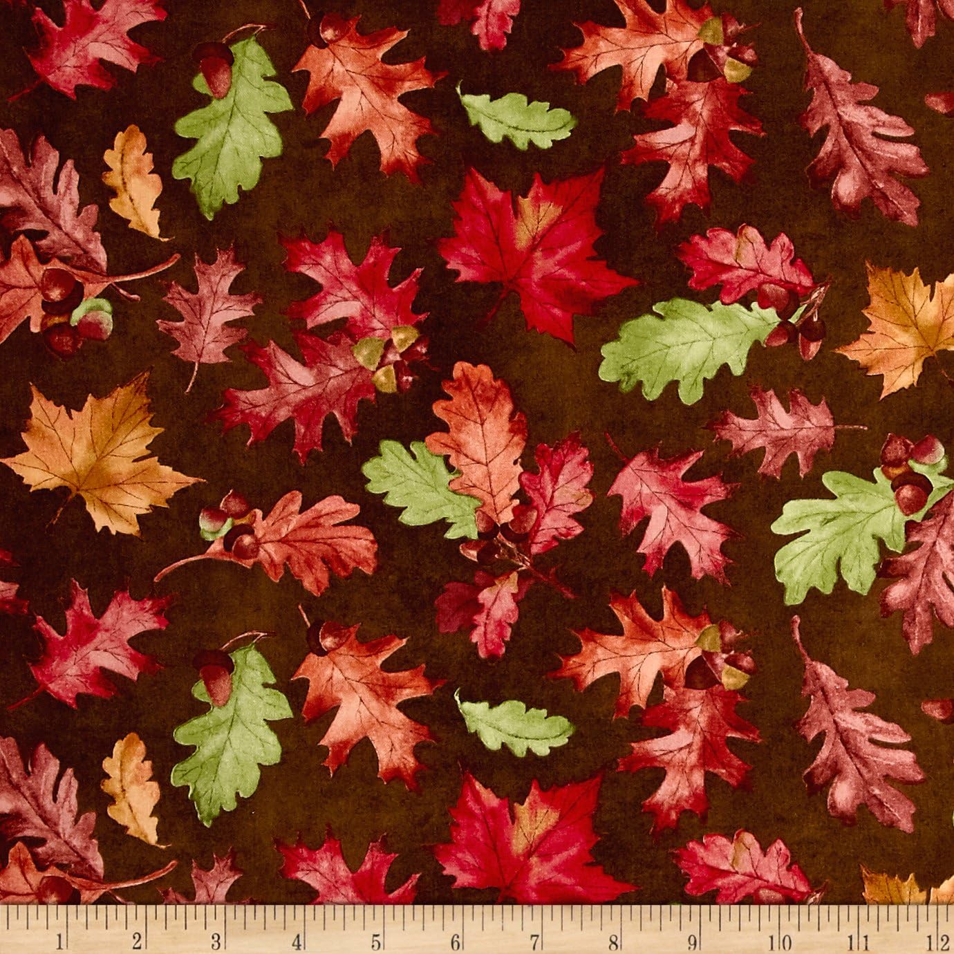 Amazon.com: Wilmington Prints Colors of Fall Tossed Leaves Brown Fabric ...