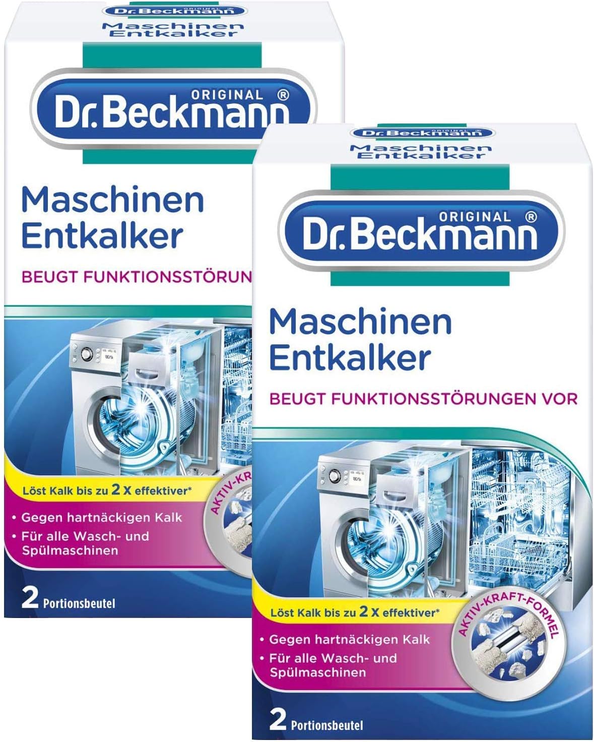 Dr. Beckmann Maschinen Entkalker 2 x 50g - Gegen hartnäckigen Kalk (2er ...