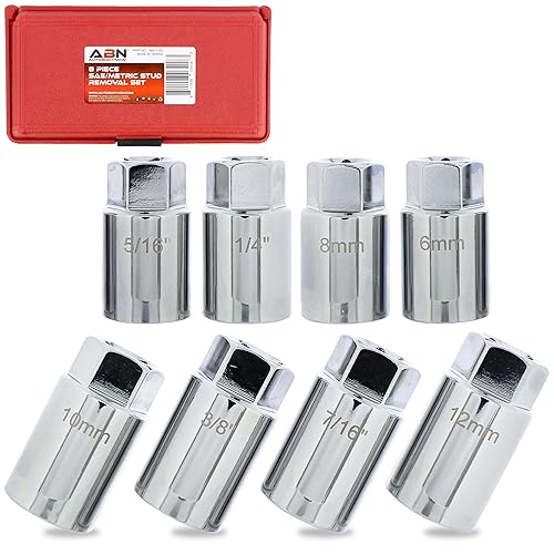 ABN Stud Extractor Set, Broken Stud Removal Socket 8-Piece SAE & Metric ...