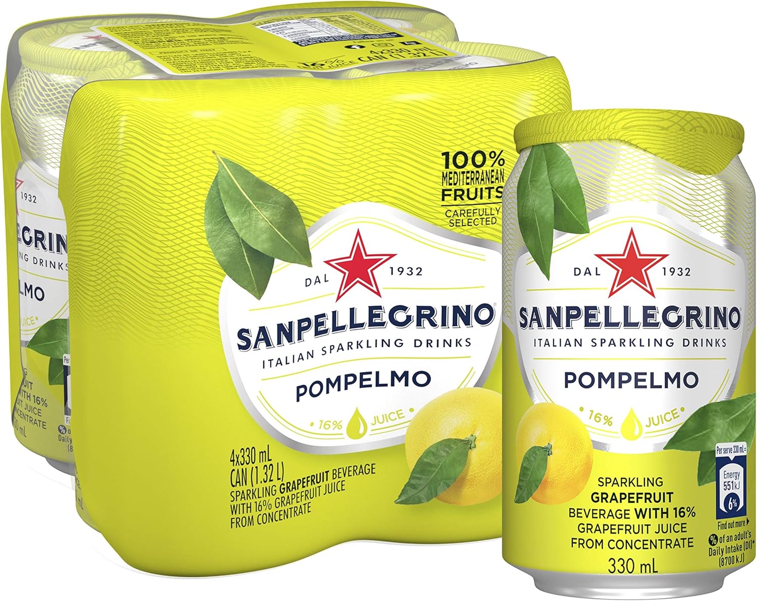 San Pellegrino Pompelmo Can, 330ml, (Pack of 4): Amazon.sg: Grocery ...