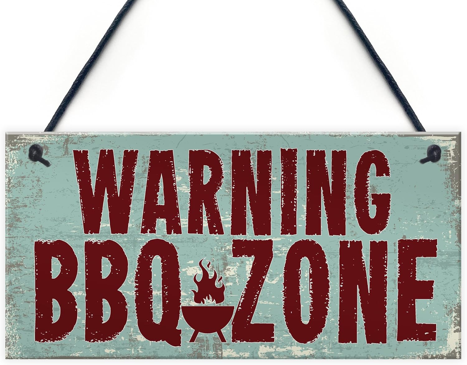 RED OCEAN Warning BBQ ZONE Barbecue Garden Home Bar Hanging Wall Plaque ...