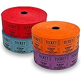 Amazon.com : Raffle Tickets - (4 Rolls of 2000 Double Tickets) 8,000 ...