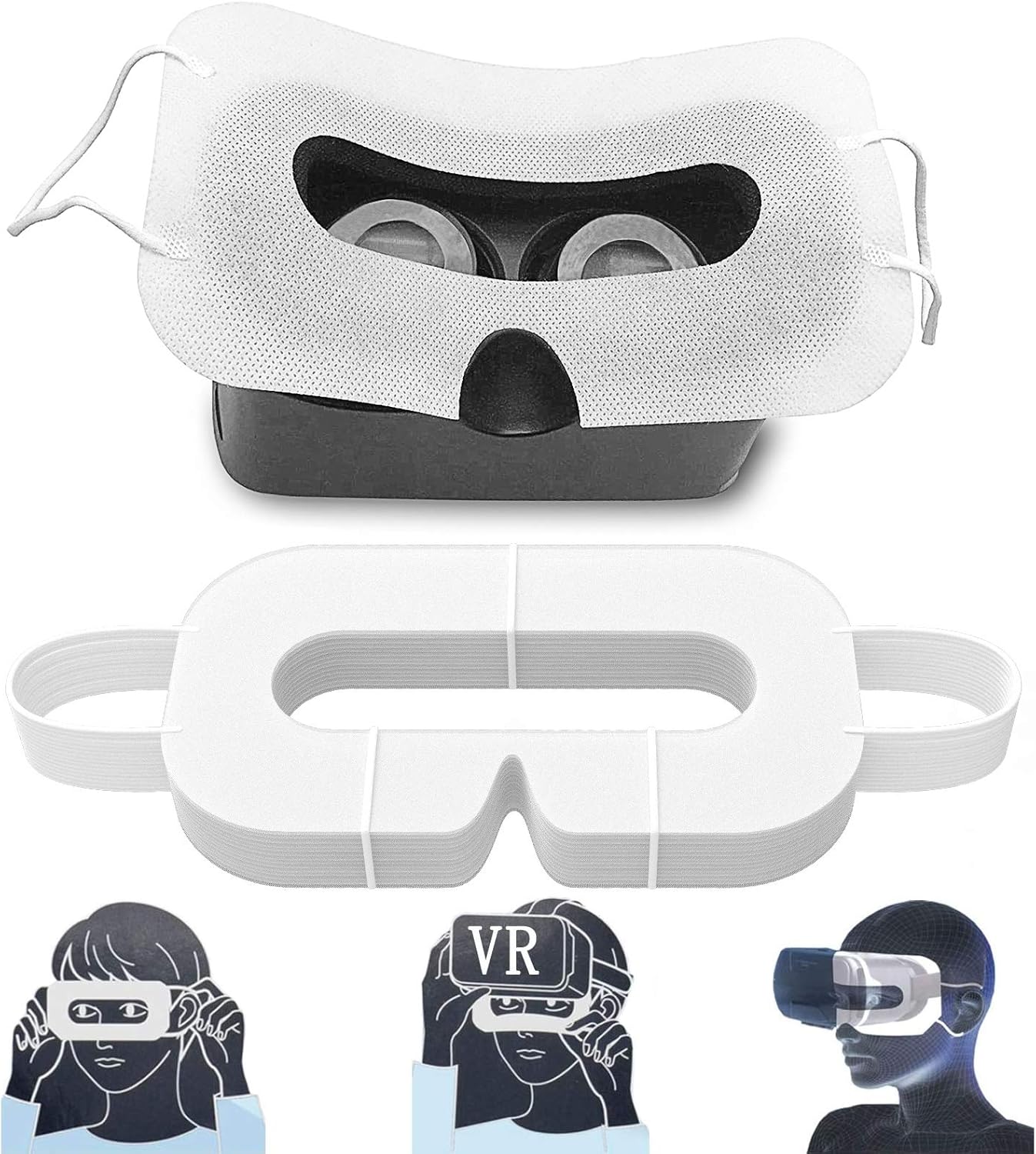 Geekria 100Pcs VR Mask Disposable Face Cover, Disposable Protector for ...