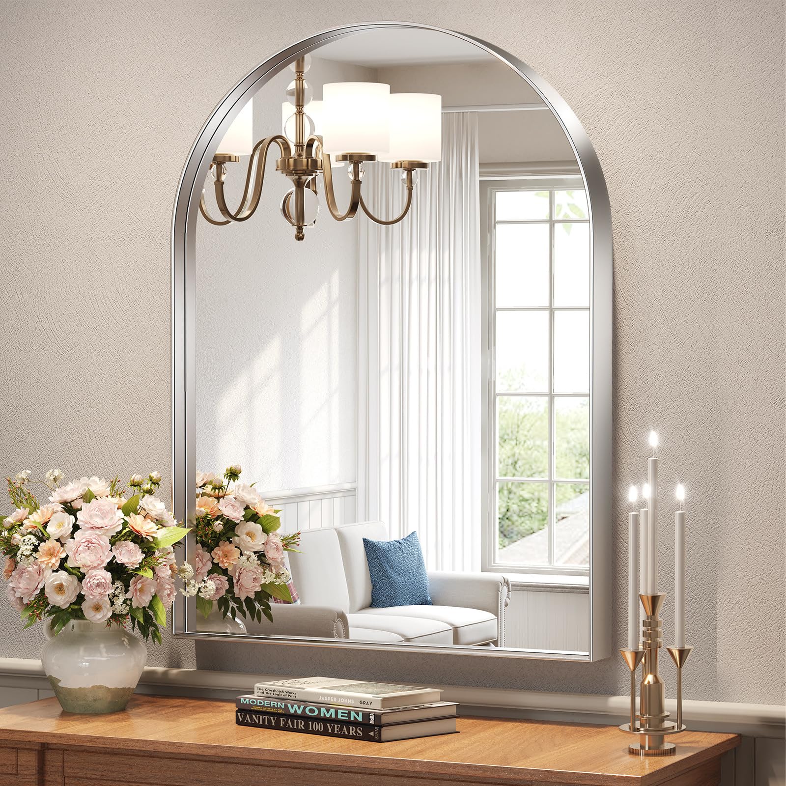 Brightify Arched Mirror, Arched Wall Mirror, 32 x 40 Inch Silver Arch ...