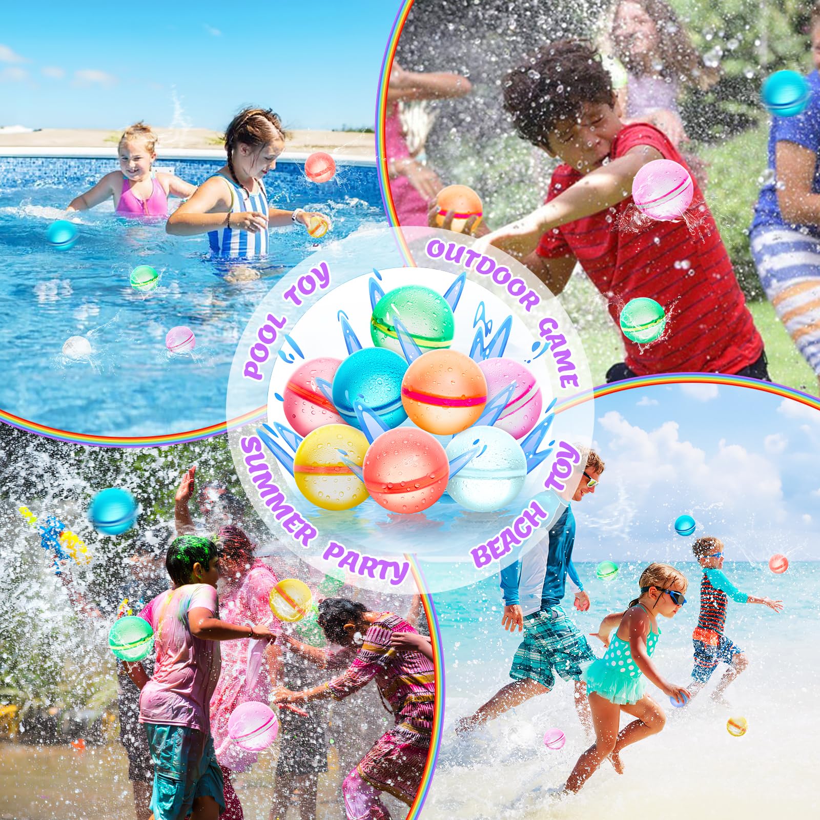 Mua 【8 Pack】Magnetic Reusable Water Balloons Fast Refillable for Kids ...