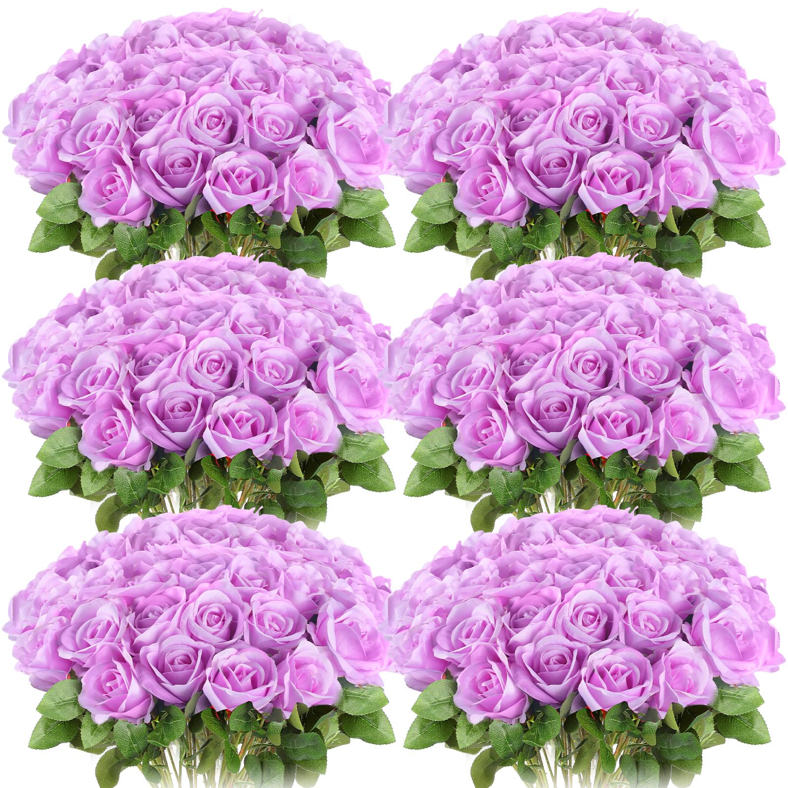 Jexine 50 Pcs Artificial Rose Flower Realistic Silk Roses with Stem ...