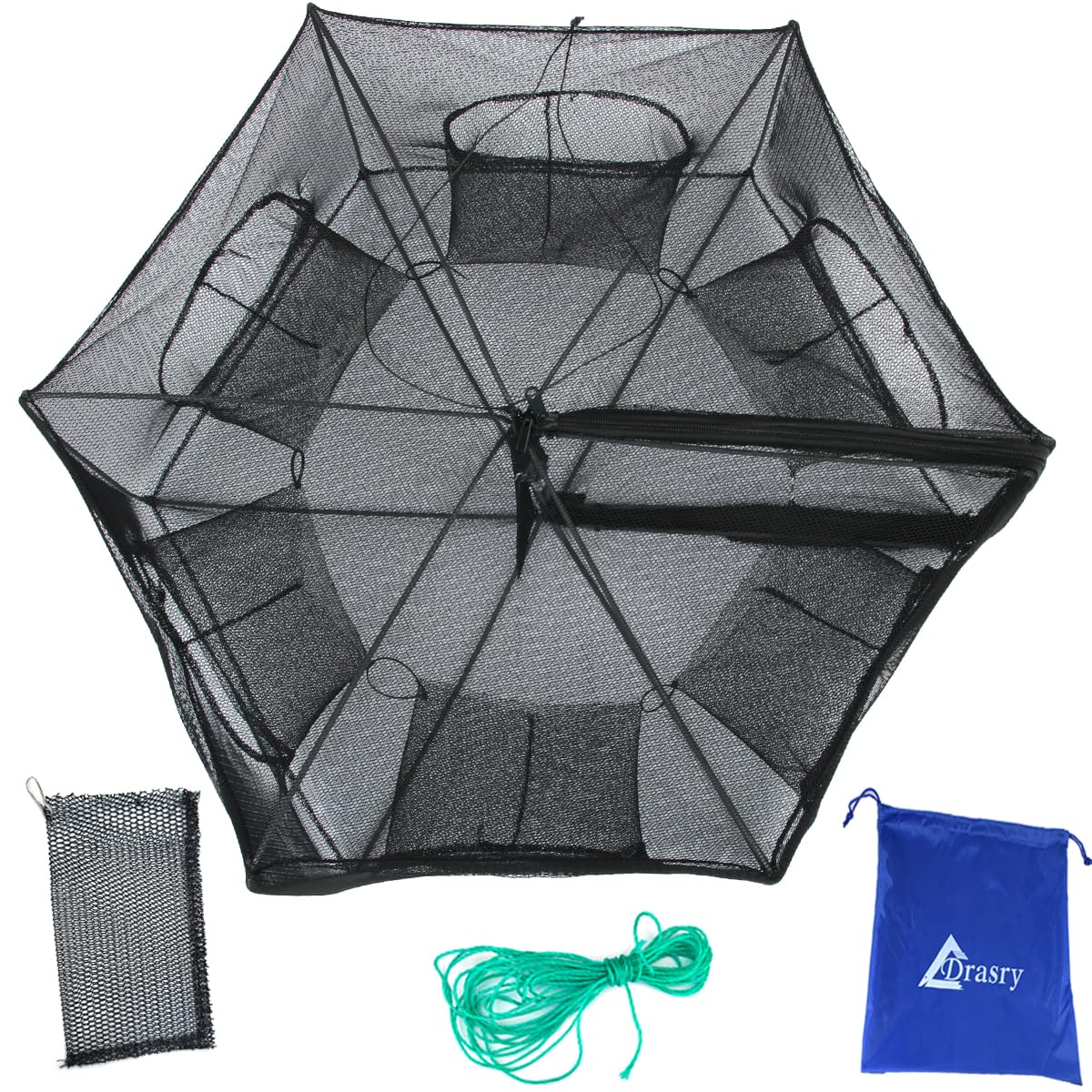 Drasry Black Fishing Bait Trap Foldable Fish Net for Minnow Crab ...