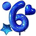 Amazon.com: Blue Number 6 Balloons 40 Inch Giant Laser Navy Blue 6 ...