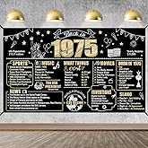 Amazon.com: DARUNAXY 50th Birthday Black Gold Party Decoration, Back in 1975 Banner 50 Year Old ...