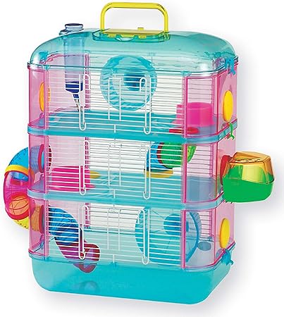 Hamster Cage, Three Storey, With Tubes, Lazy Bones. (Blue): Amazon.co ...