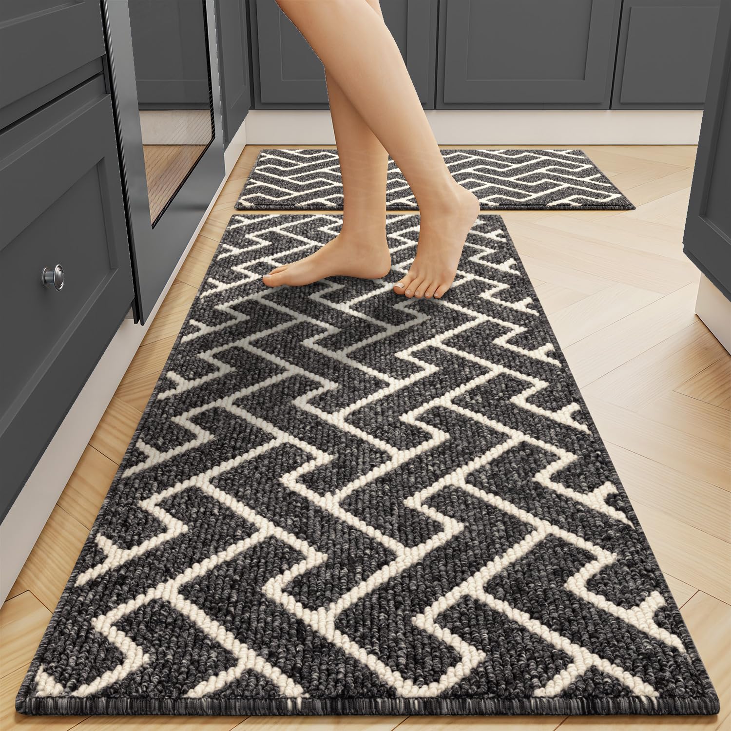 hicorfe Kitchen Rugs and Mats Sets,Non-Slip 2 Pieces Absorbent 100% ...