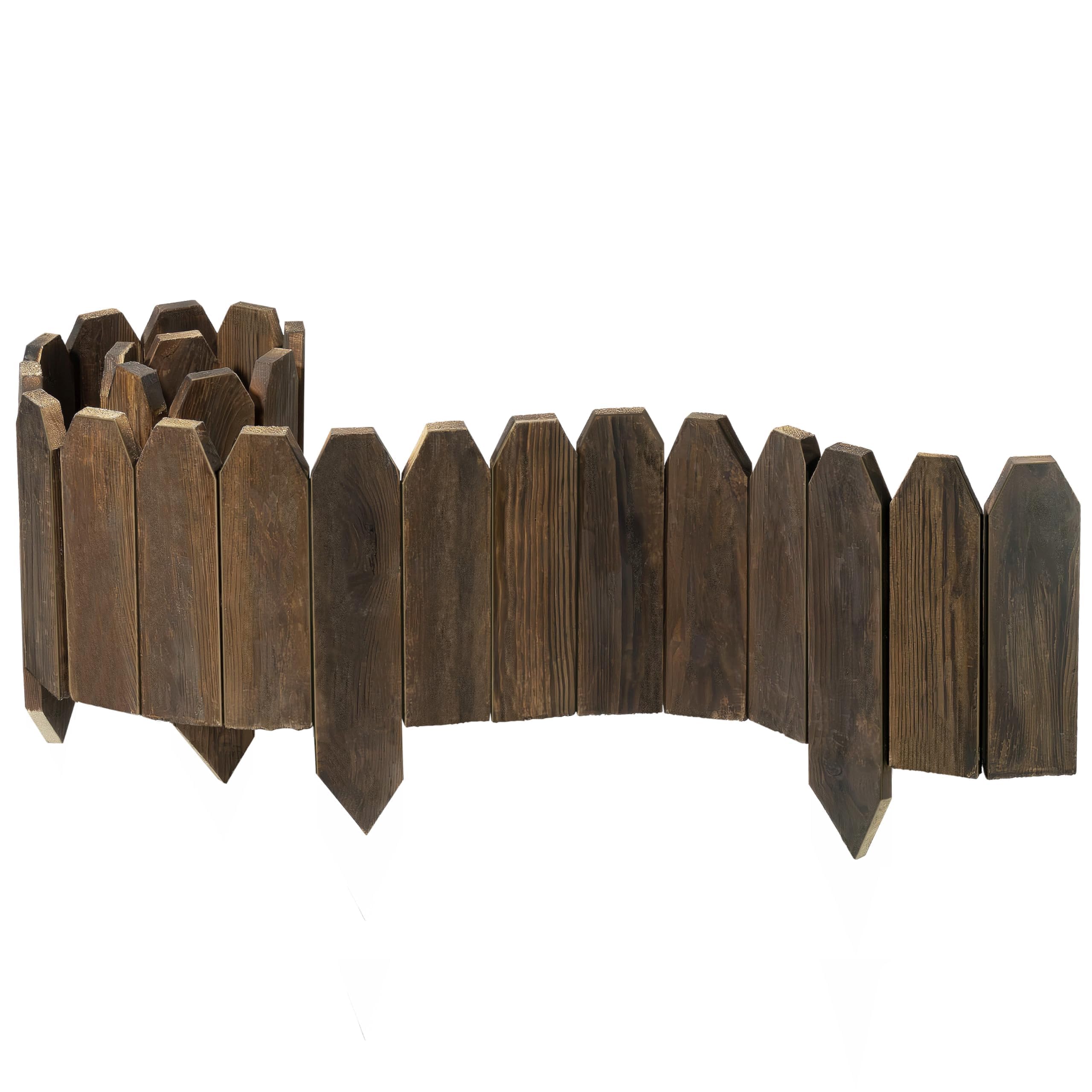 Wood Garden Edging, Wooden Fence Border Decorative Small Picket Panels ...