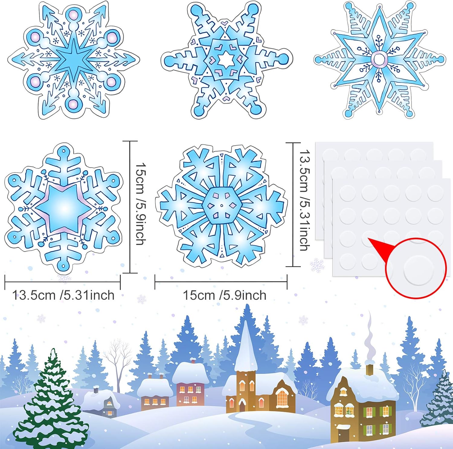 40 Pieces Snowflakes Cut-Outs Christmas Winter Theme Colorful Cutouts ...