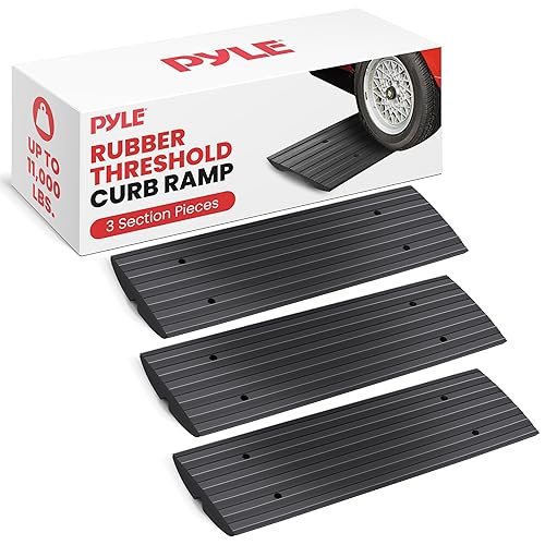 Pyle Car Driveway Adjustable Curb Ramps - 3 Pack Heavy Duty Rubber ...