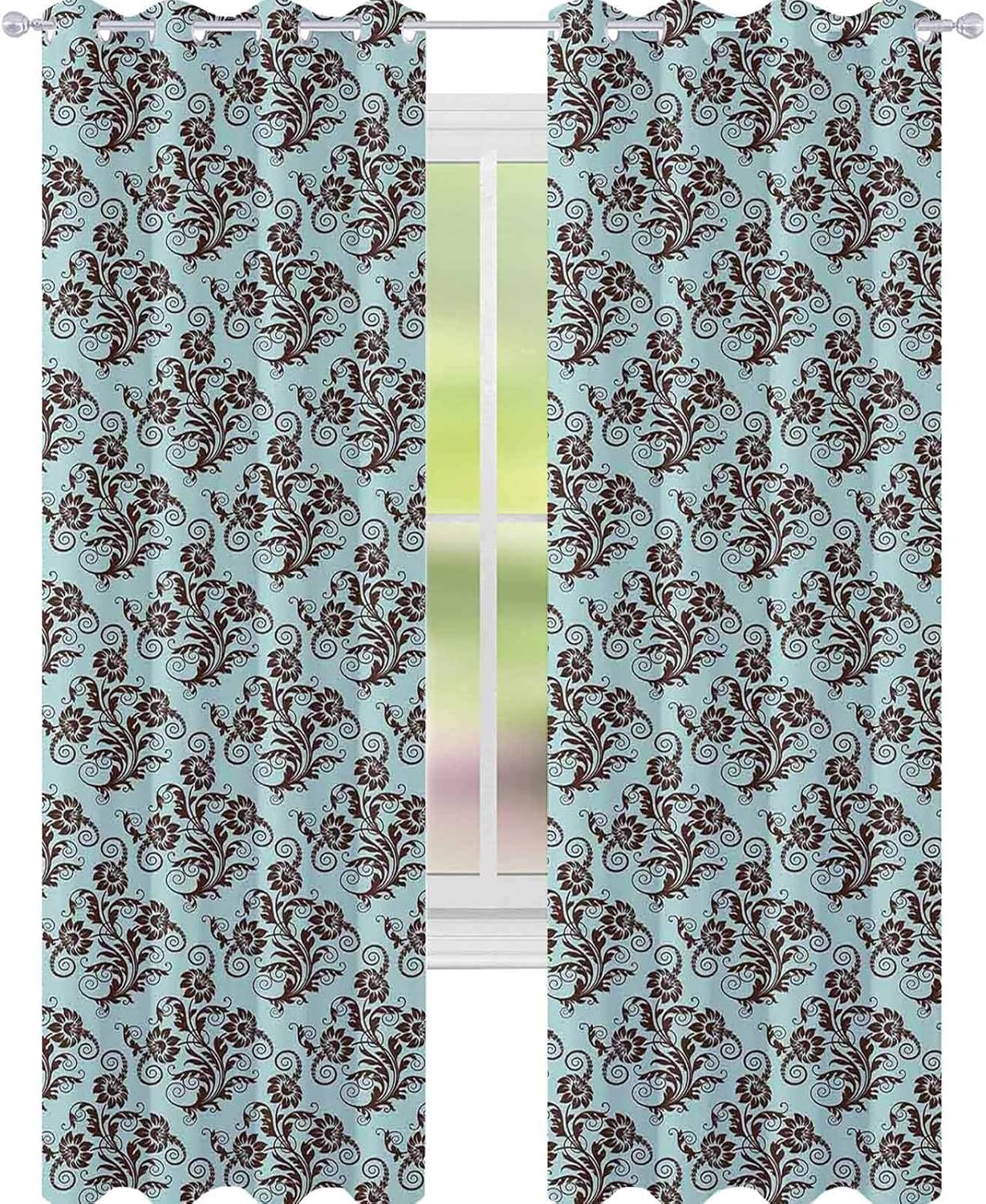 YUAZHOQI Art Nouveau Room Darkening Blackout Curtains Vintage Swirls ...