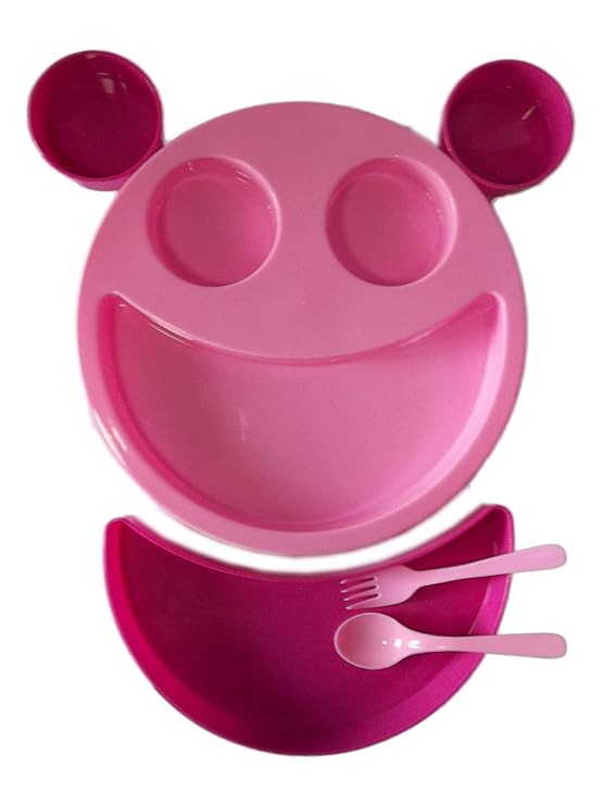 Buy KS Kid's Smiley Face Plates (Pink) Online at Low Prices in India ...