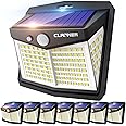 Claoner Solar Lights Outdoor, [128 LED/8 Packs] Solar Motion Lights 3 Working Modes Solar Wall ...