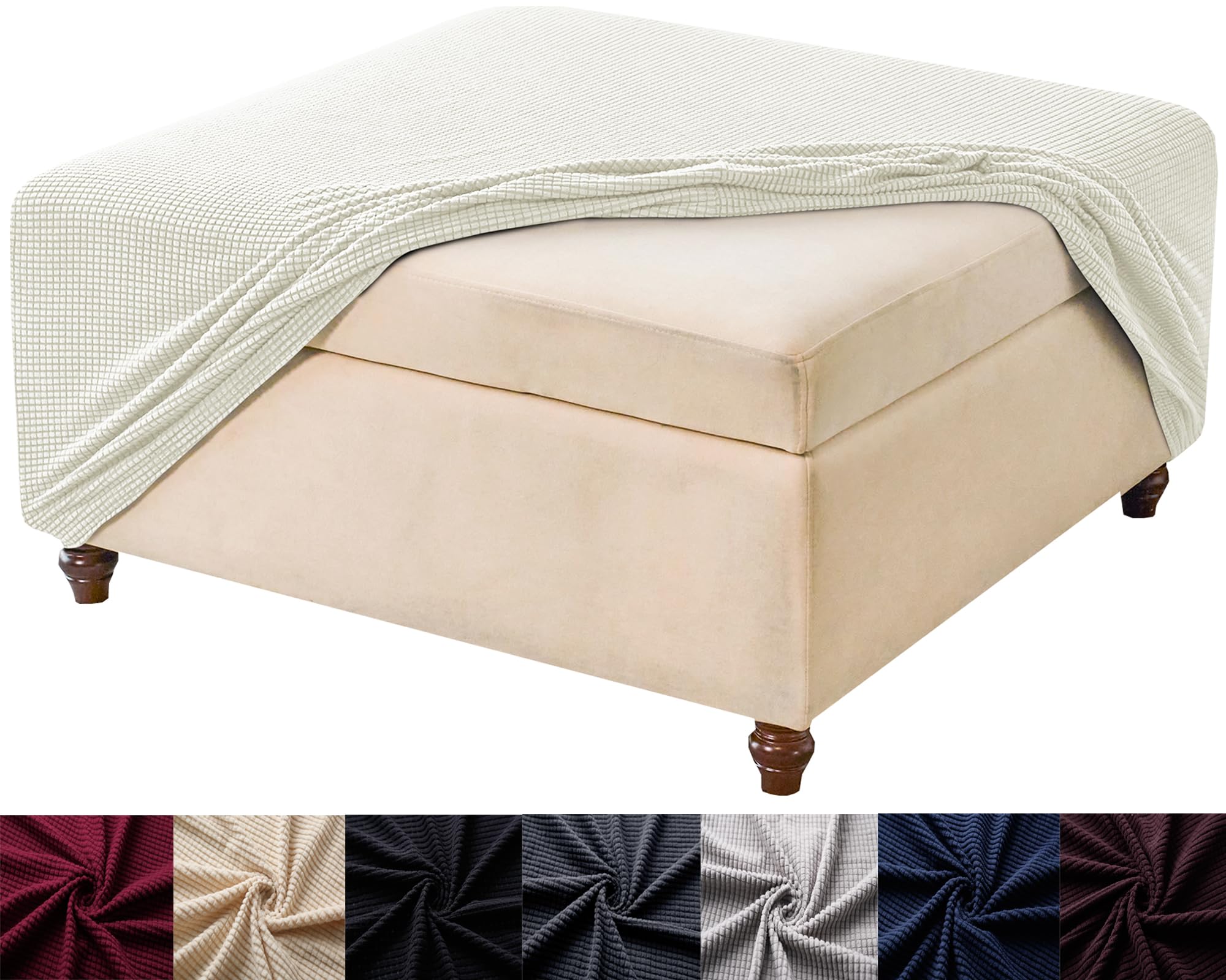 HFCNMY Stretch Square Ottoman Cover Knitted Jacquard Ottoman Cover ...