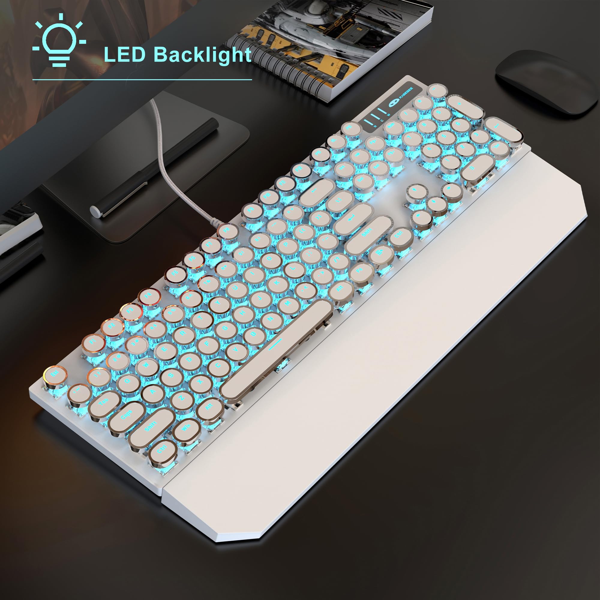 Mua MageGee Typewriter Mechanical Gaming Keyboard, Retro Punk White ...