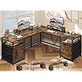 Amazon.com: UPOSOJA 67in L Shaped Computer Desk with Power Outlets, 90 ...