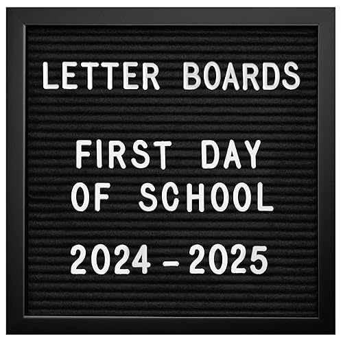 All Black Felt Letter Board Sign Board with Letters White Precut 10x10 ...