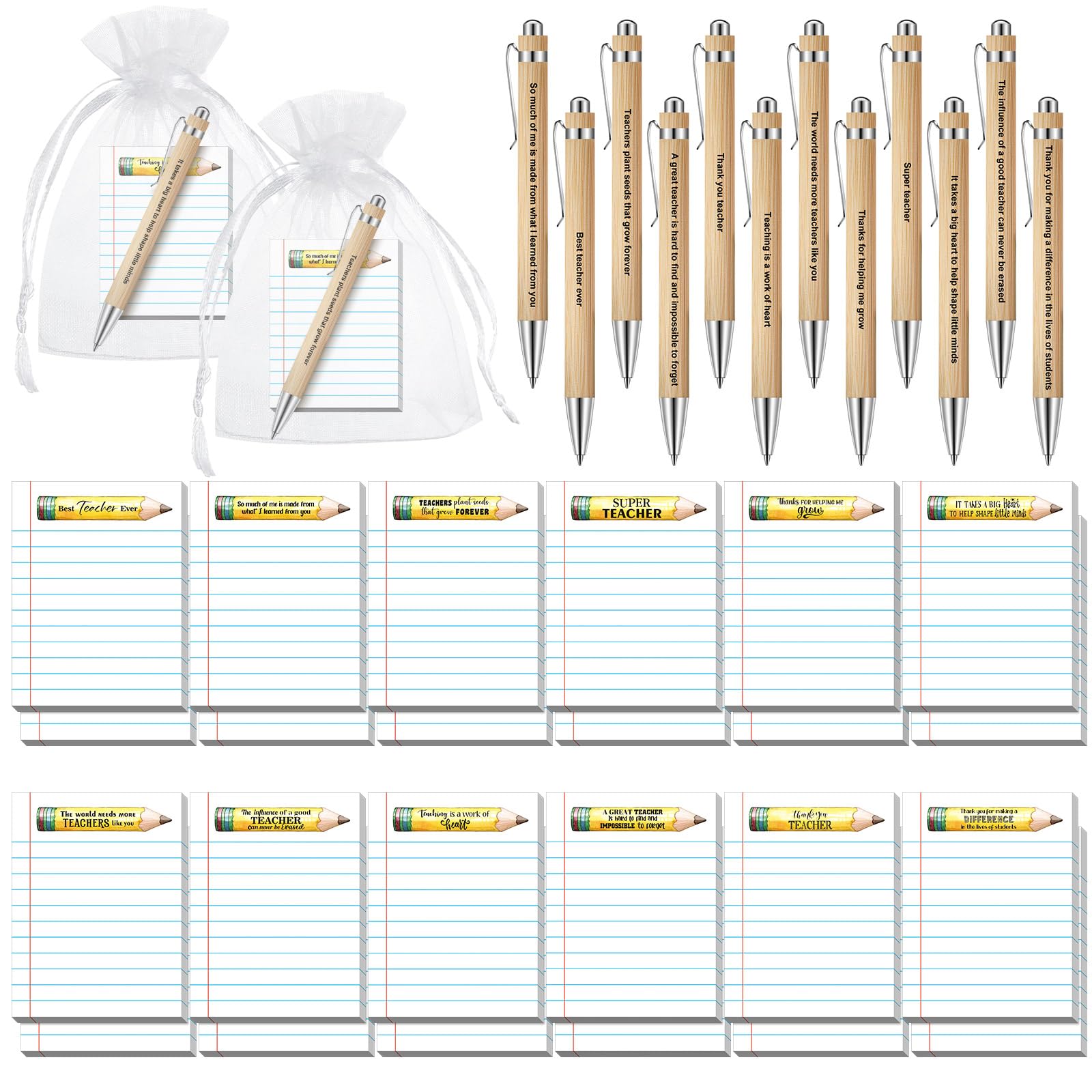Eersida 72 Pcs Teacher Sticky Notes with Pen Teacher Appreciation Gifts ...
